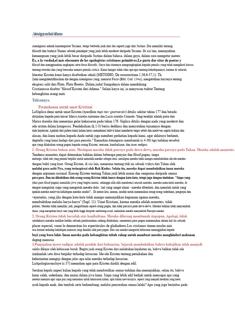 Atenágoras dari Athena | PDF