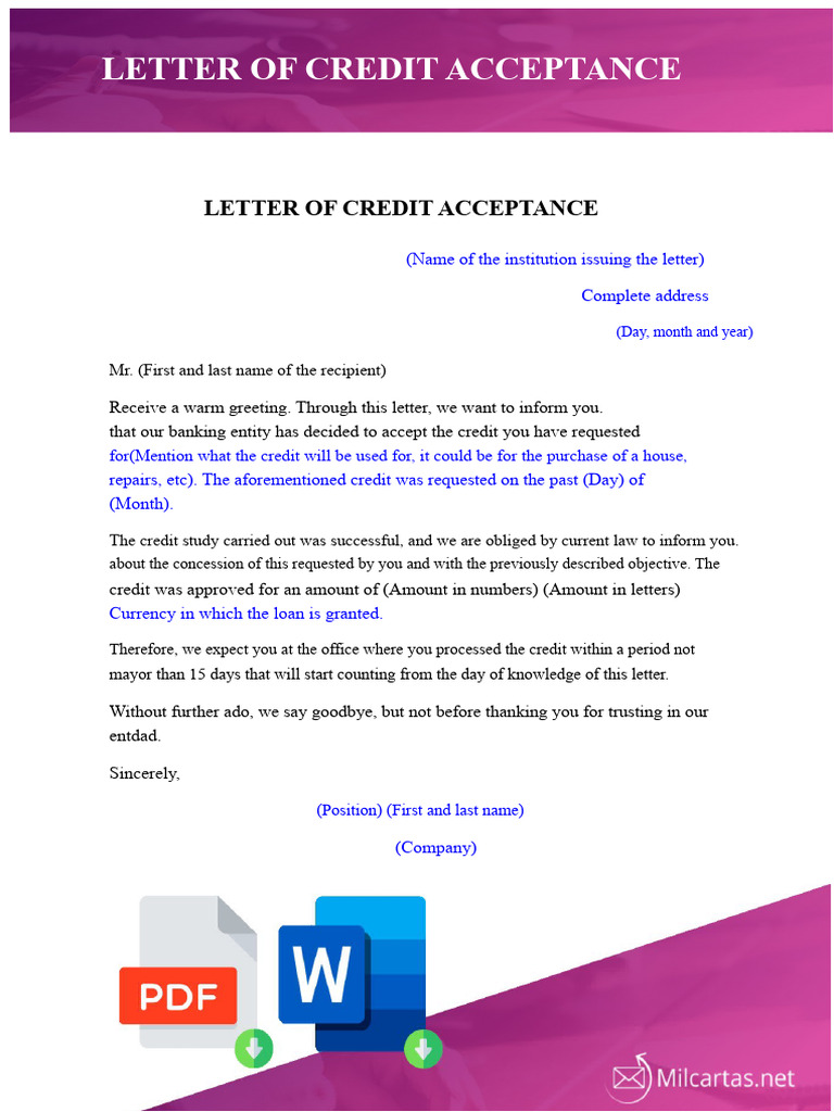 Letter of Credit Acceptance | PDF