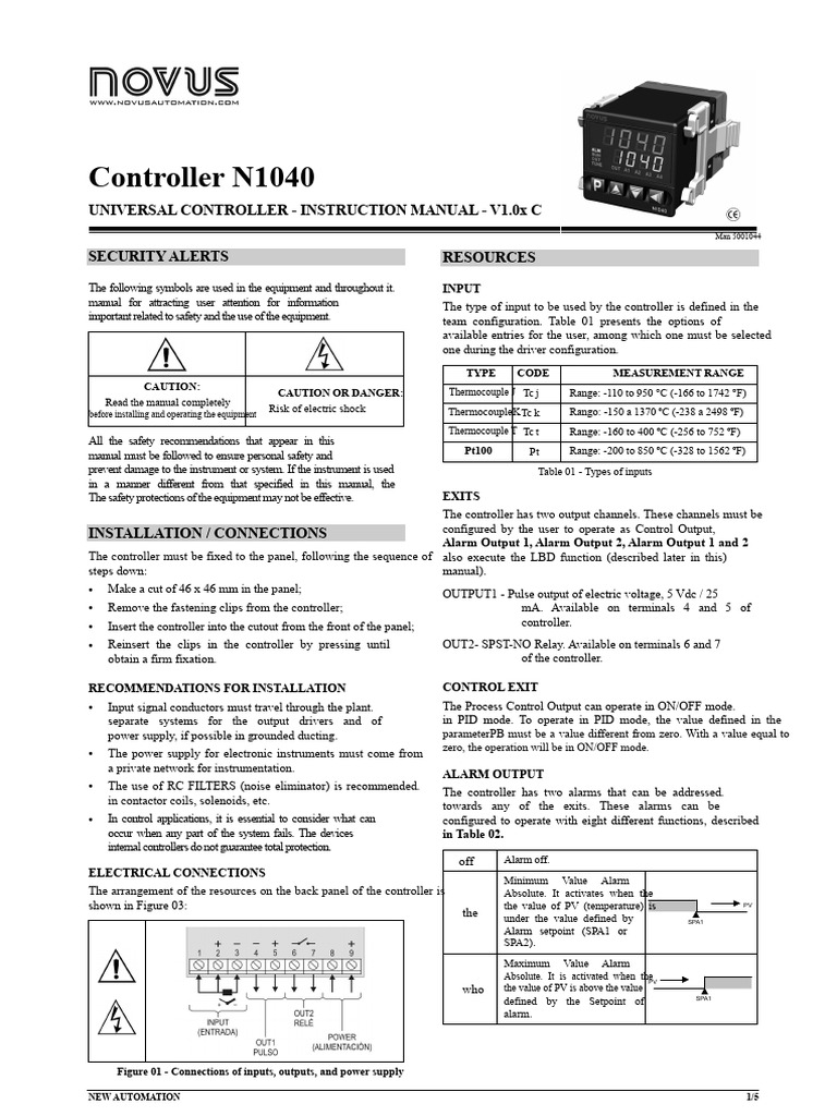 N1040 Controller Manual | PDF | Parameter (Computer Programming ...