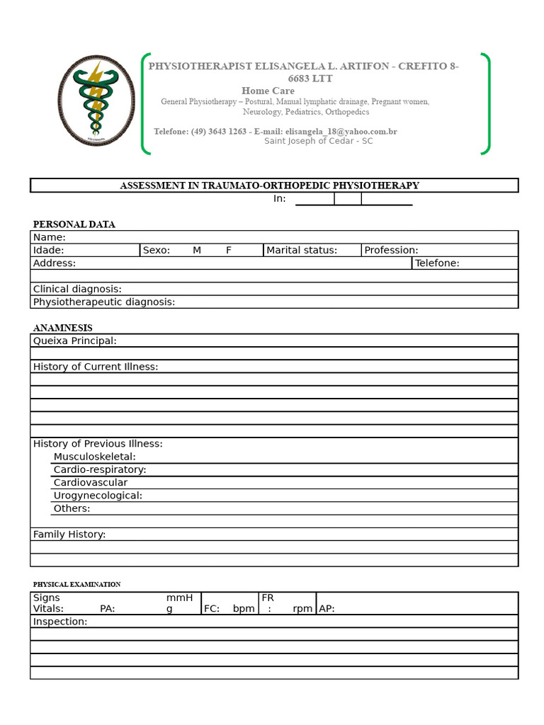 Evaluation in Traumatology Physiotherapy | PDF