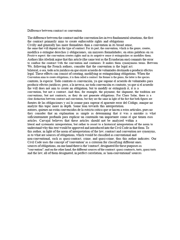 Contract vs. Convention Explained | PDF | Justice | Crime & Violence