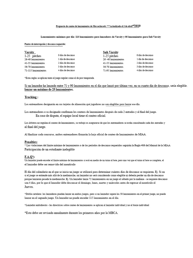 Reglas de Conteo de Lanzamientos de Miaa | PDF