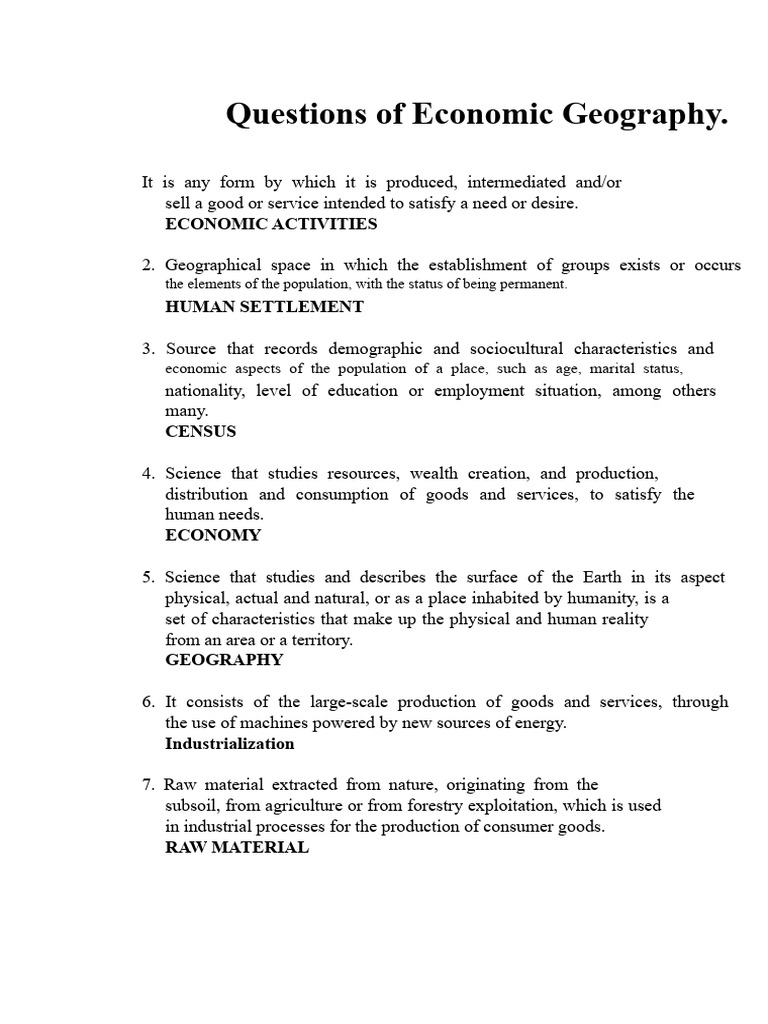Economic Geography Concepts Explained | PDF