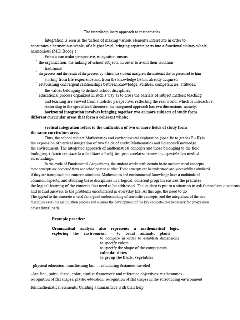 The Interdisciplinary Approach To Mathematics | PDF | Mathematics ...