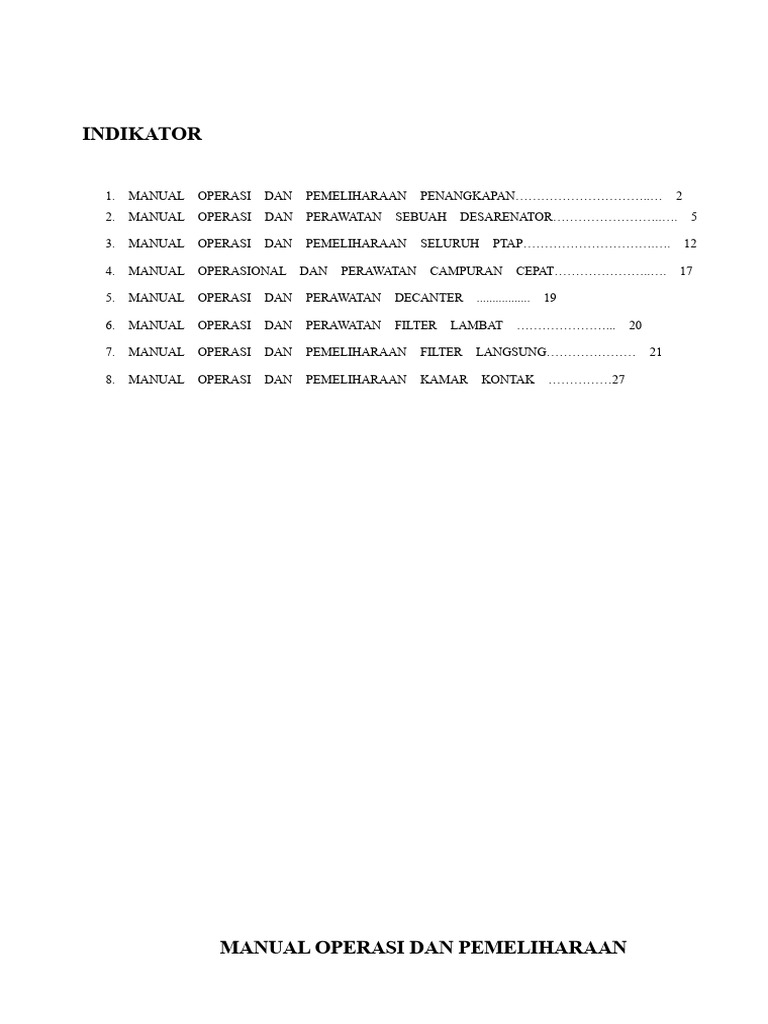 Manual Operasi Dan Pemeliharaan Ptap | PDF