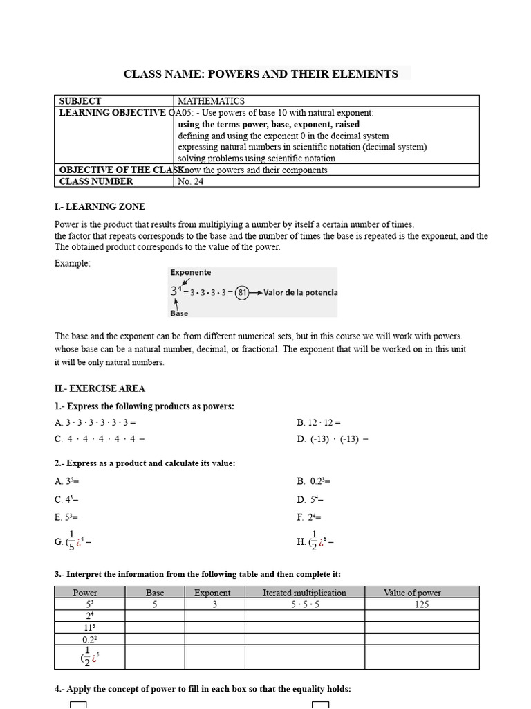 The Powers and Their Elements | PDF | Numbers | Exponentiation