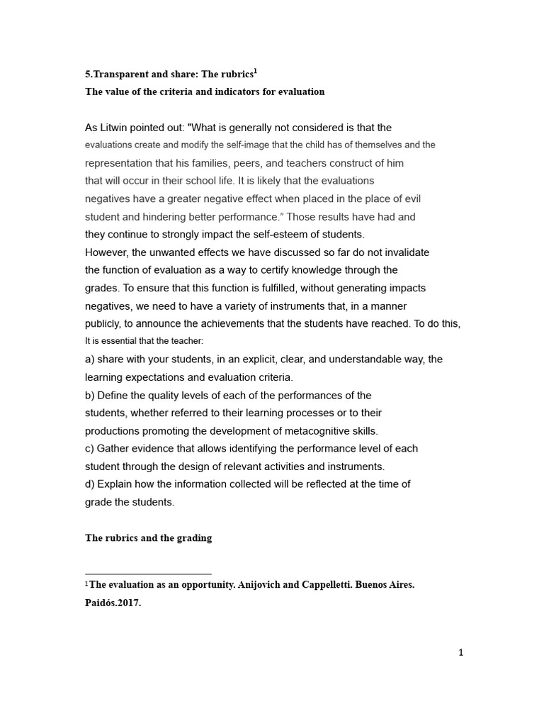 Chapter 5 - Make Transparent and Share the Rubrics (2) | PDF ...
