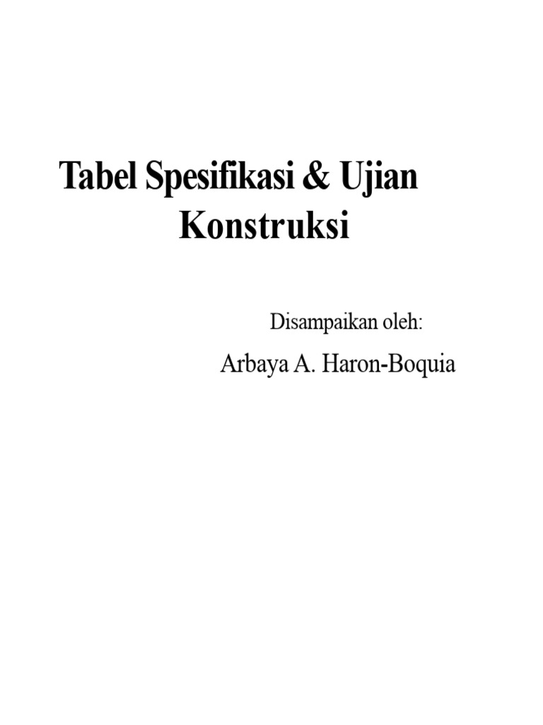 Tabel Spesifikasi Ujian untuk Guru | PDF