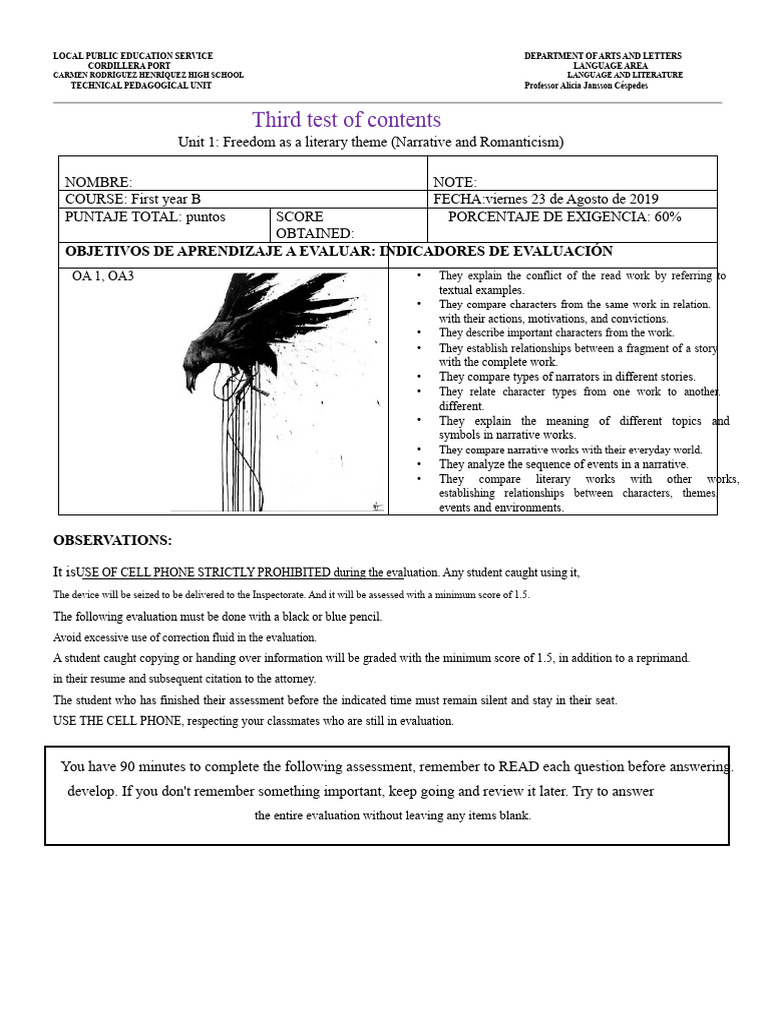 Test On Frankenstein | PDF | Frankenstein | Romanticism