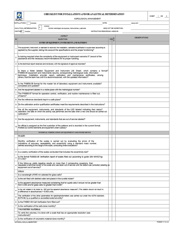 OK Checklist I40600-09 Control | PDF | Calibration | Volume
