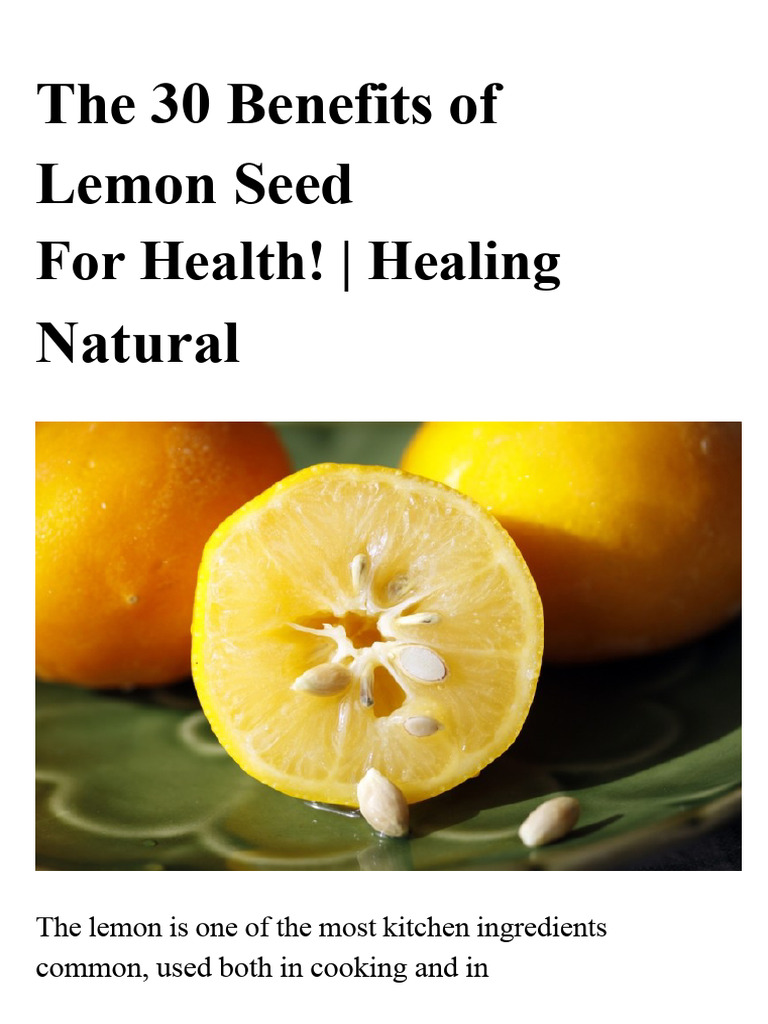 The 30 Benefits of Lemon Seed for Health | PDF | Digestion | Foods