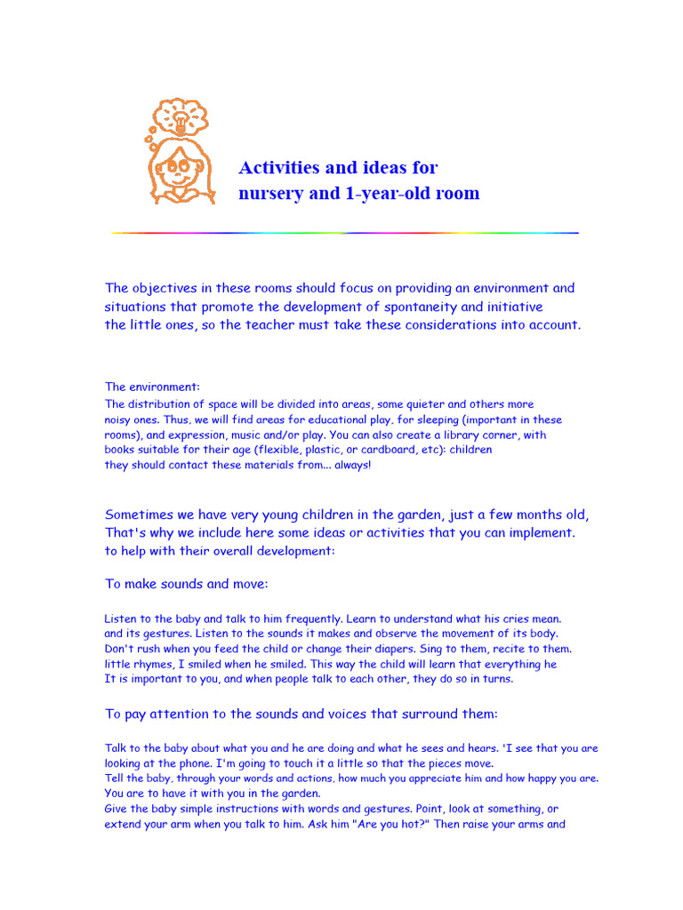 Activities for Nursery & 1-Year-Olds | PDF | Infants