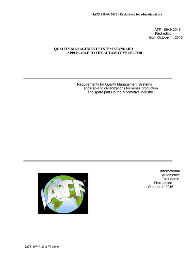 Iatf - 16949 - 2016 V14 | PDF | Quality Management System | Quality ...