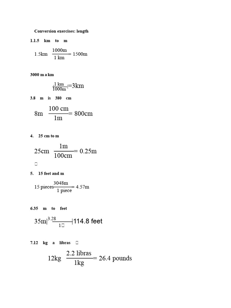 Conversion exercises | PDF