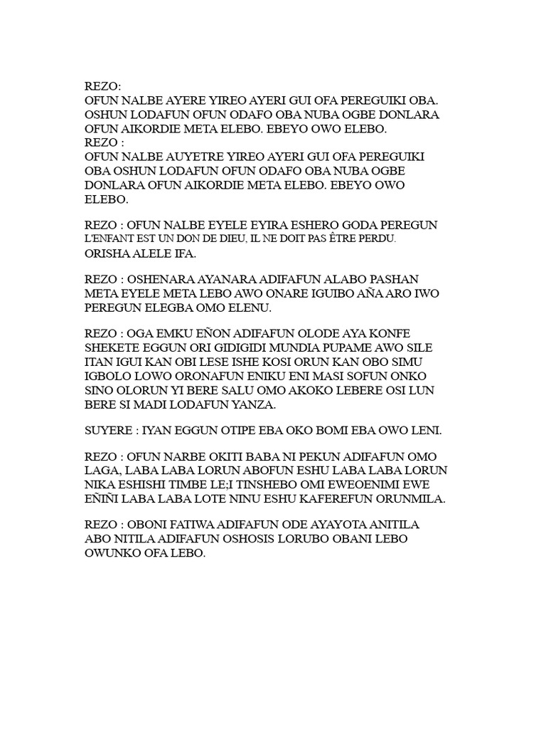 Rezos de Ofun Nalbe | PDF