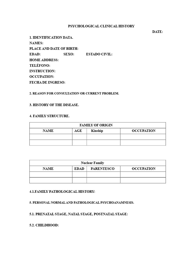 Clinical Psychological History Report | PDF