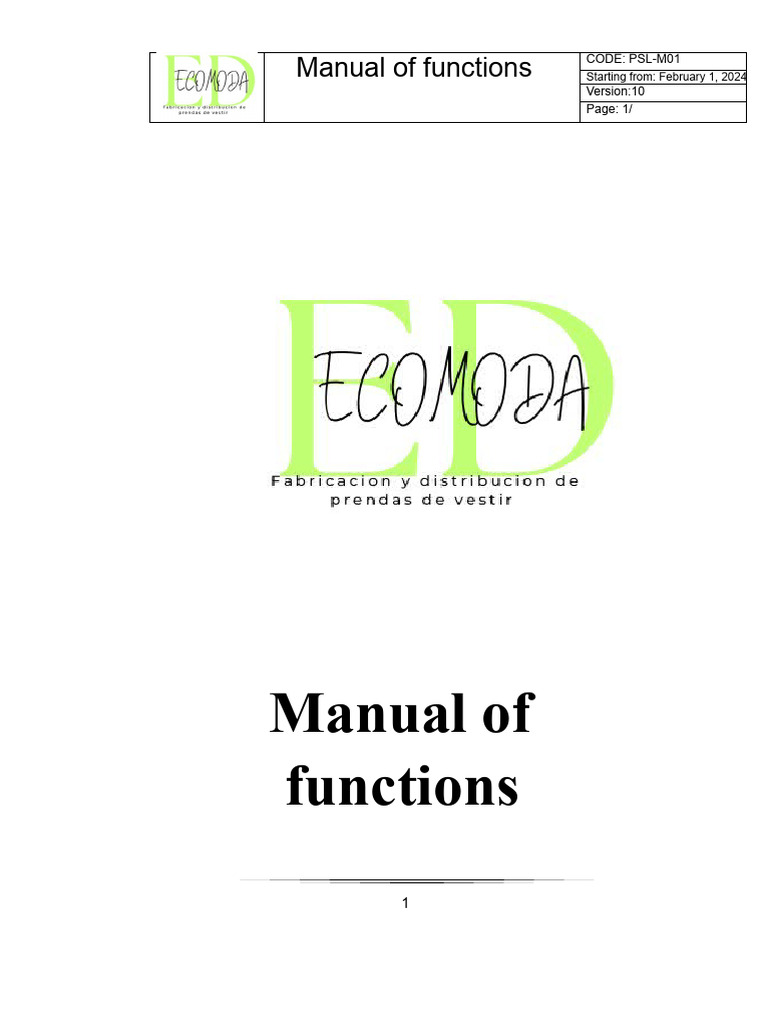 functions manual of ecomoda | PDF | Sales | Marketing