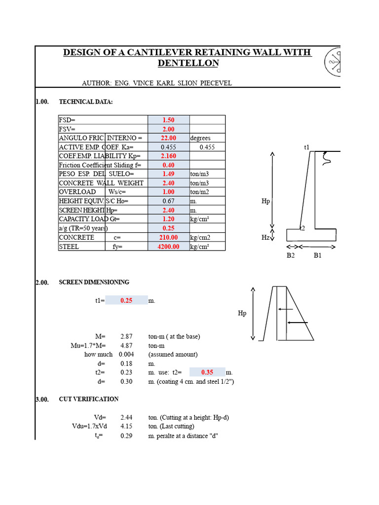 Calculation of The Retaining Wall With Dentil | PDF | Building ...