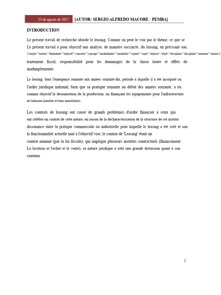 Analyse du contrat de leasing et ses types | PDF | Bilan comptable ...