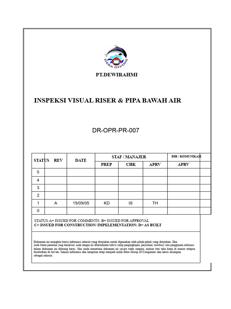 Prosedur Inspeksi Visual Pipa Riser Bawah Laut | PDF