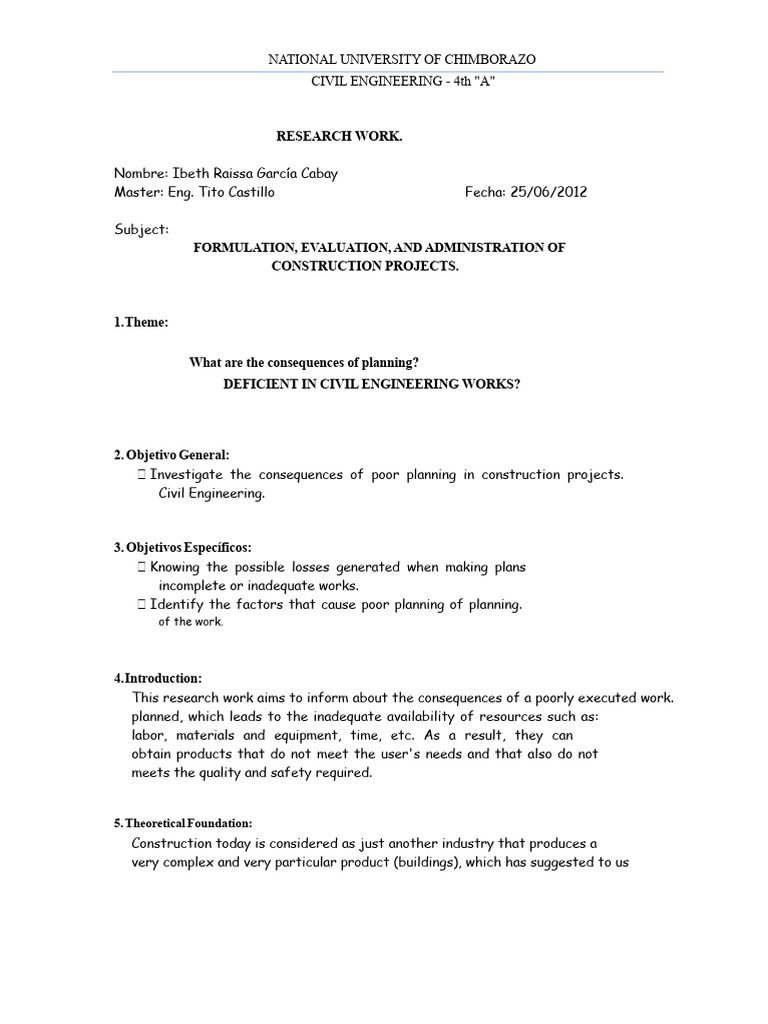Consequences of Poor Planning | PDF | Engineering | Matrix (Mathematics)