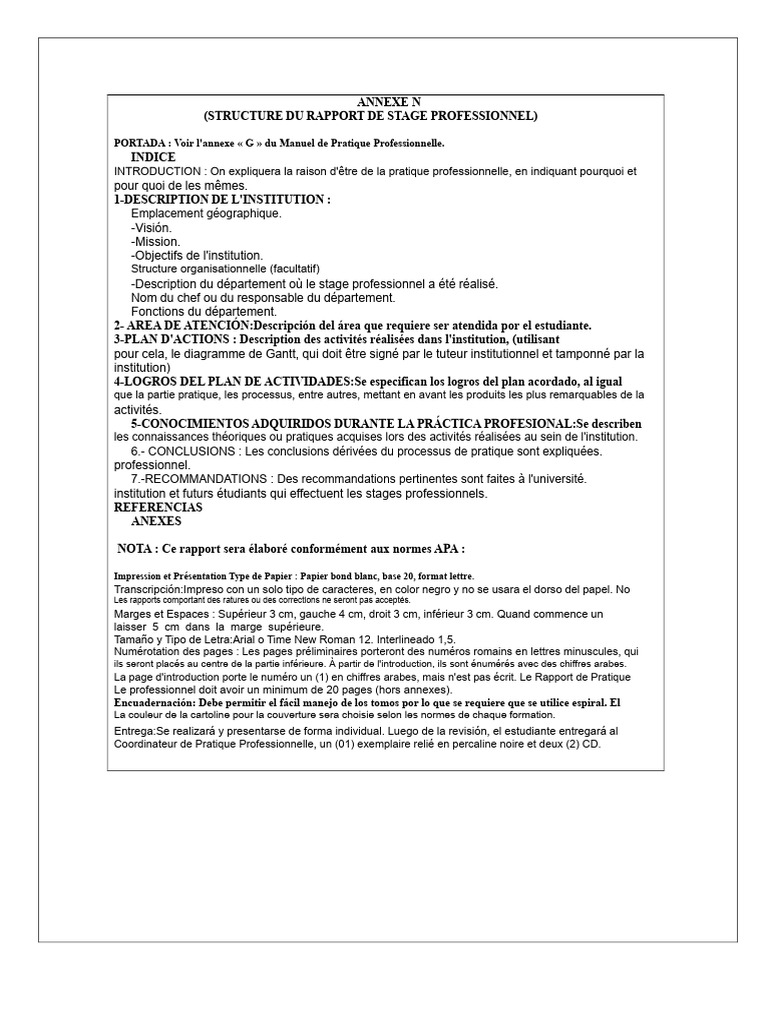 Rapport de Stage Professionnel: Guide Complet | PDF