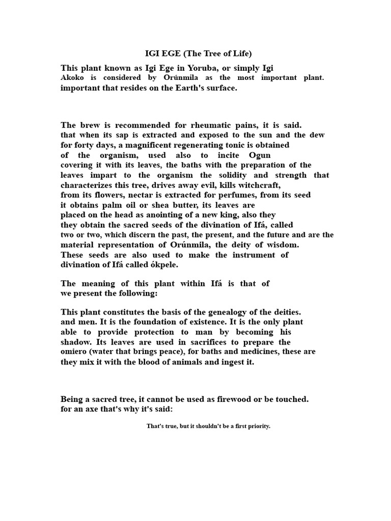 Igi Eg‚ and Igi Akoko | PDF