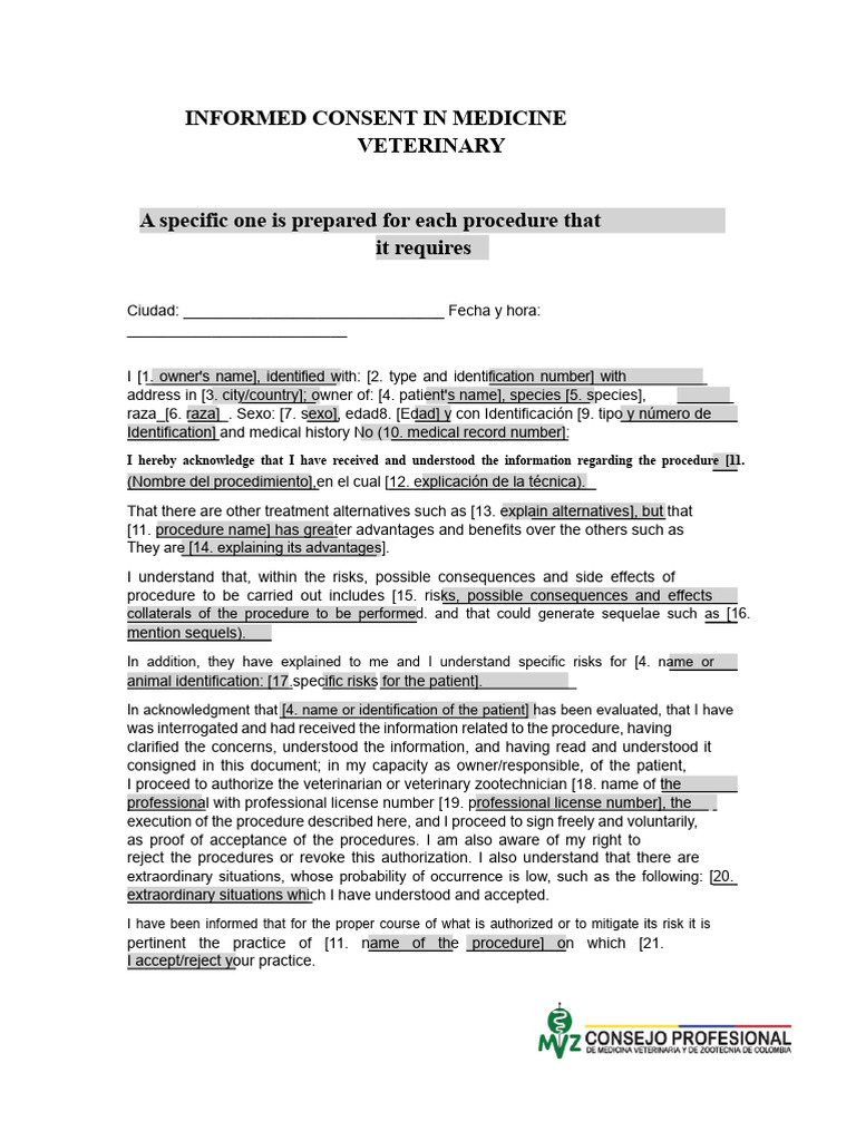 INFORMED-CONSENT-FORM-VETERINARY-MEDICINE-2019 | PDF | Health Sciences ...