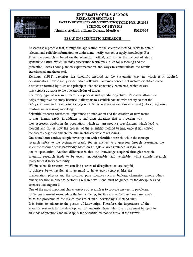 Essay On Scientific Research | PDF | Scientific Method | Science