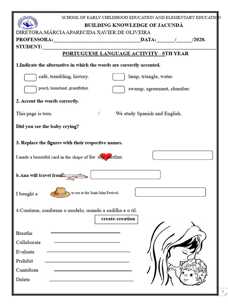 Portuguese Language Activity for 5th Grade | PDF | Stress (Linguistics ...