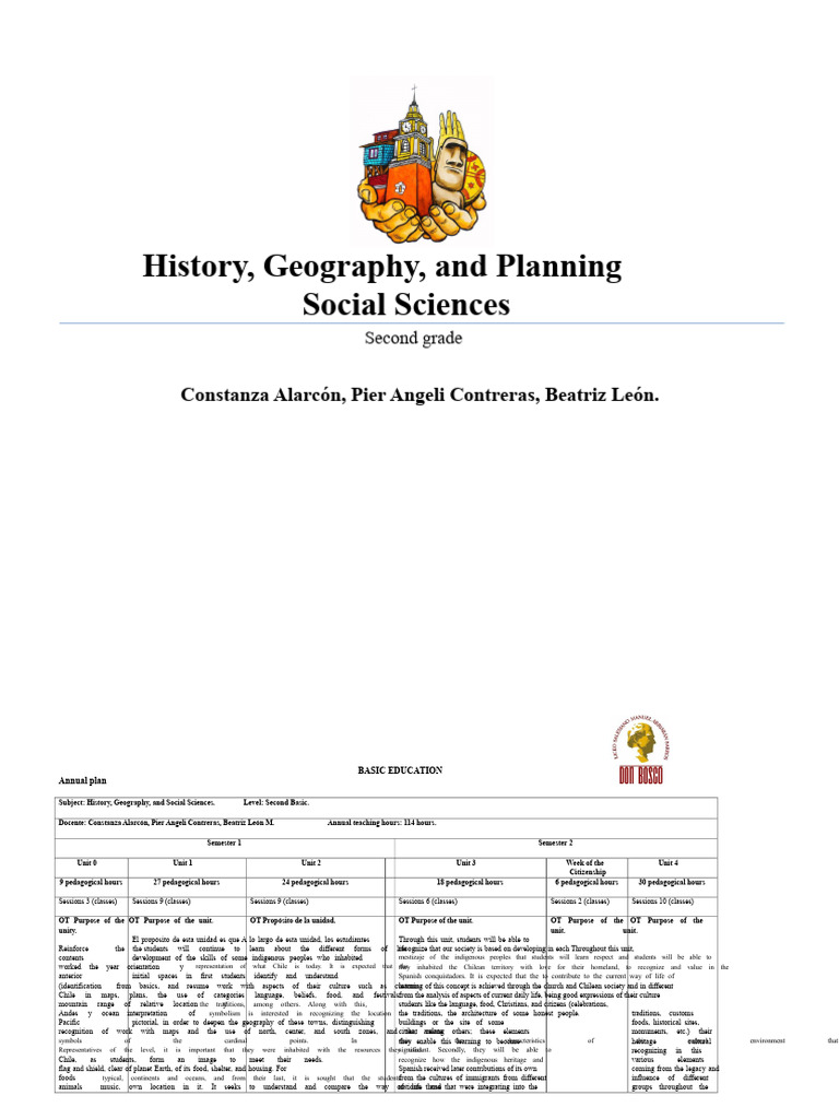 Second Grade History & Geography Plan | PDF | Chile | Legends
