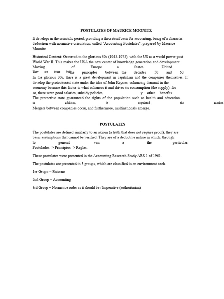 Postulates of Maurice Moonitz and General Theory of Richard M. | PDF ...