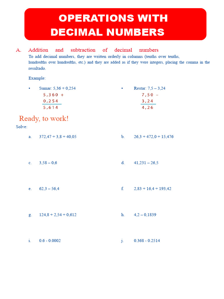 Decimal Number Operations Guide | PDF | Multiplication | Decimal