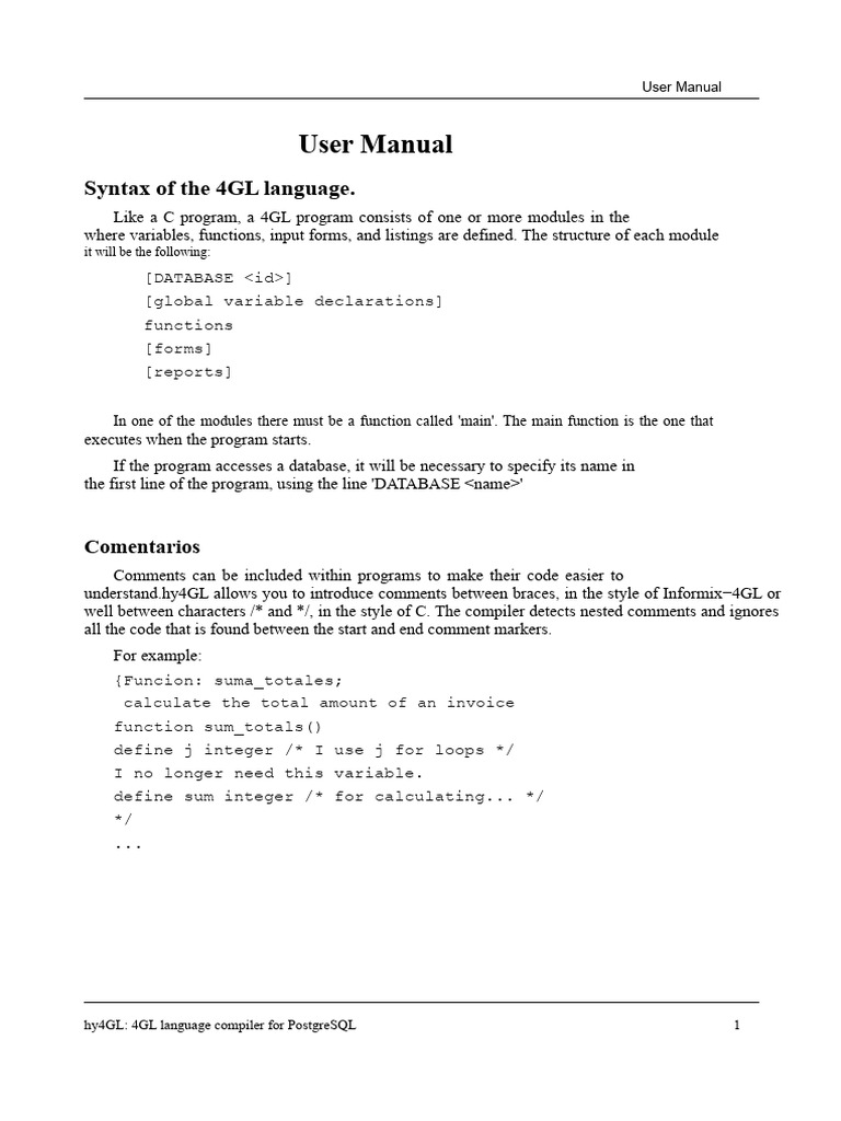 Informix 4GL User Manual | PDF | Variable (Computer Science) | Menu ...
