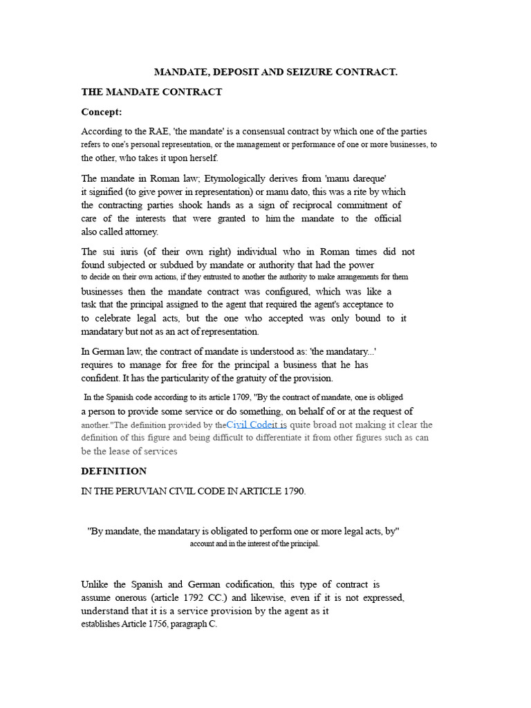 Understanding Mandate Contracts in Law | PDF | Power Of Attorney ...