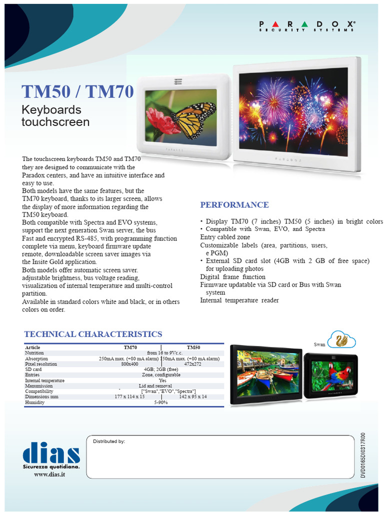 Paradox TM50 and TM70 Keyboards | PDF