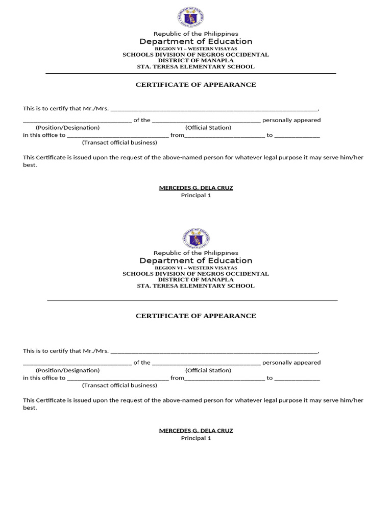 Certificate of Appearance | PDF