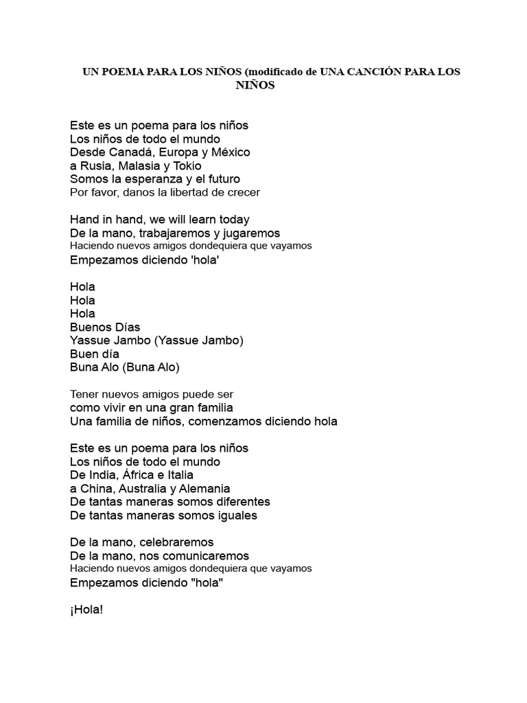 Un Poema para Los Niños | PDF