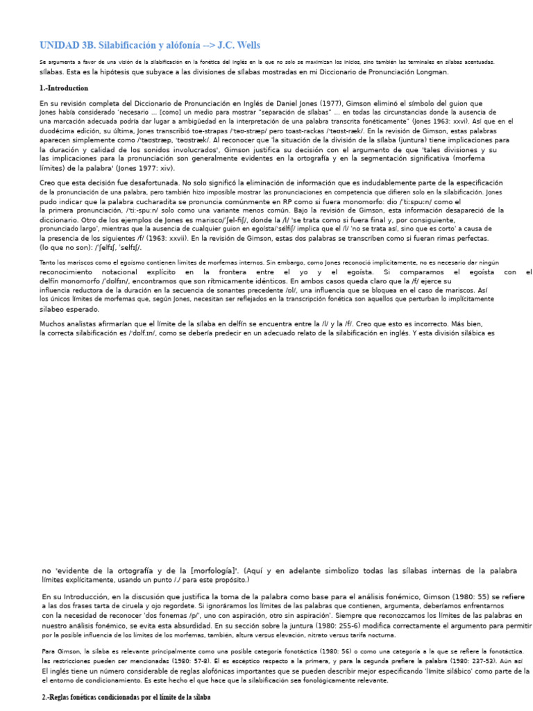 Unidad 3b | PDF | Sílaba | Palabra