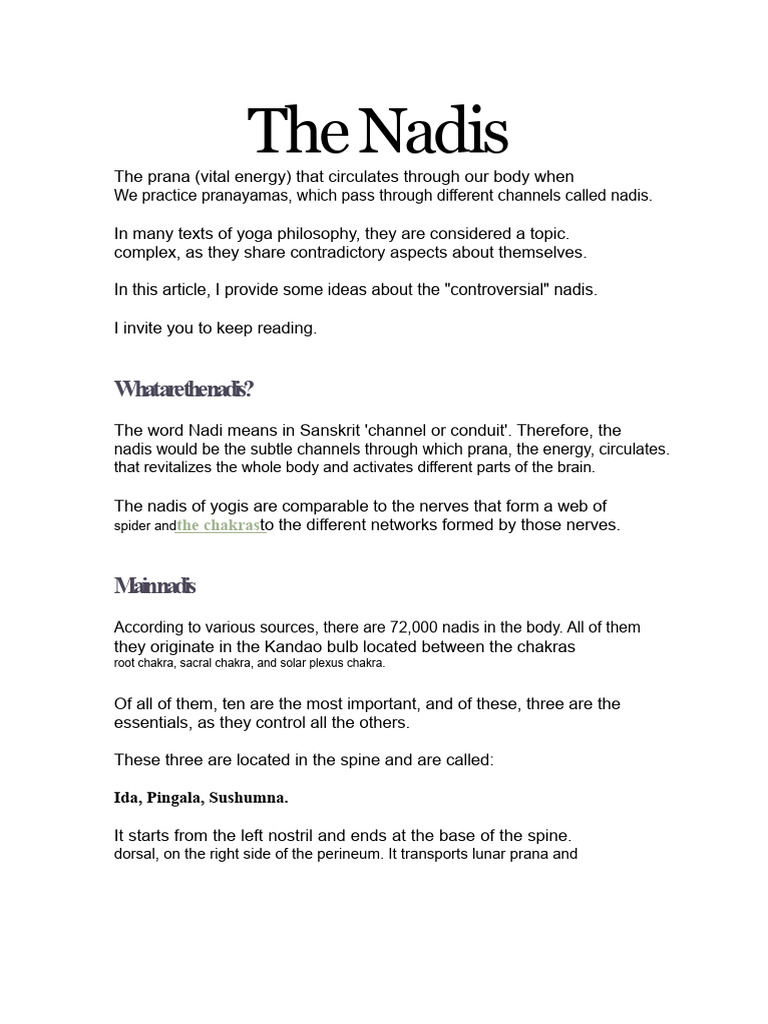 Understanding Nadis in Yoga Practice | PDF | Chakra | Tantra