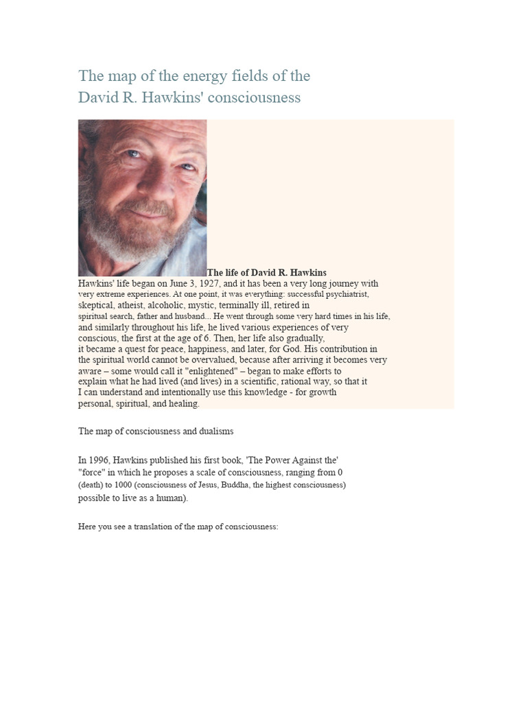 David R. Hawkins' Consciousness Map | PDF | Consciousness | Anger