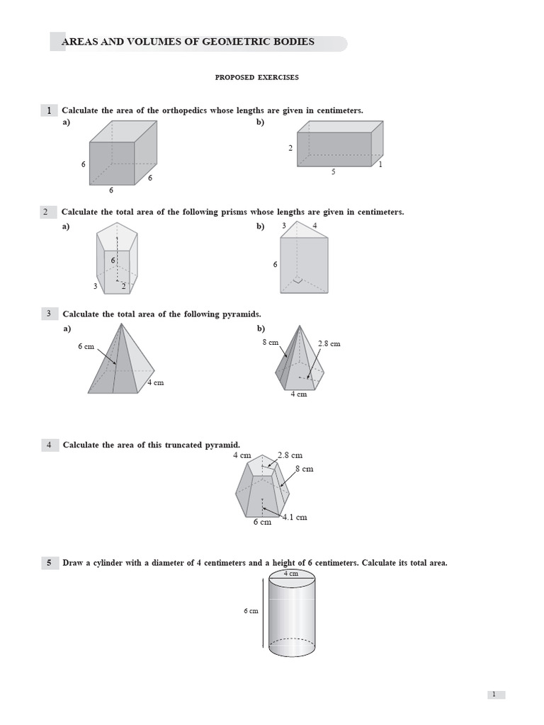 Areas and volumes of geometric bodies | PDF | Volume | Area