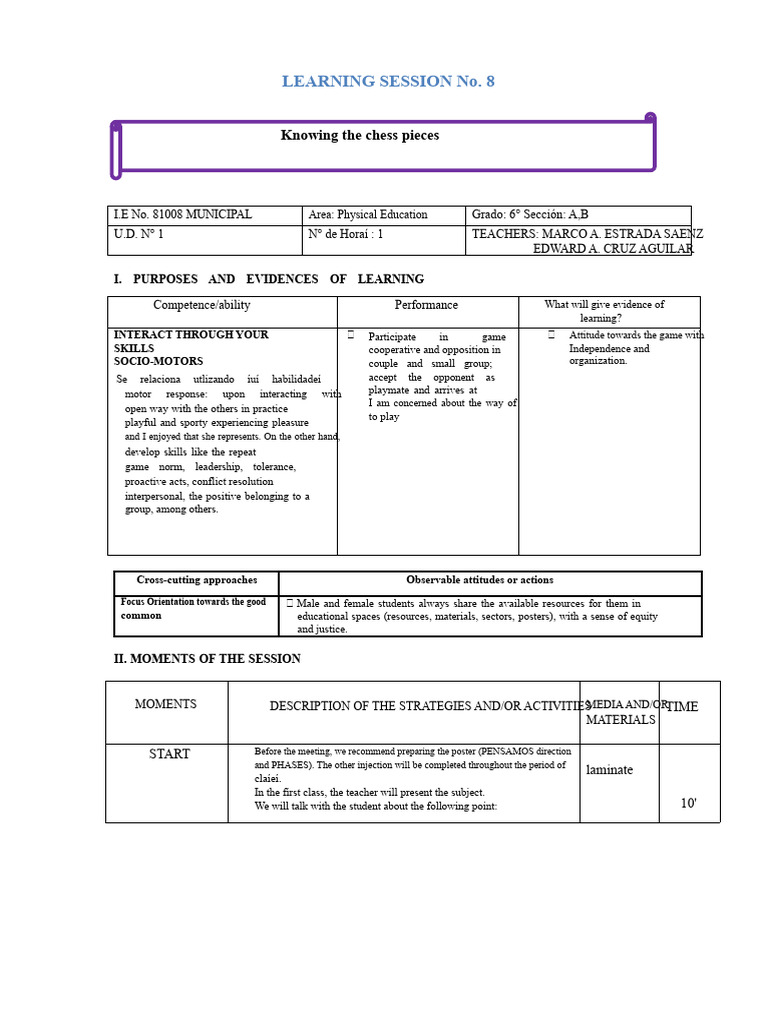 Learning Session N°8 Fifth Grade | PDF | Teachers | Learning