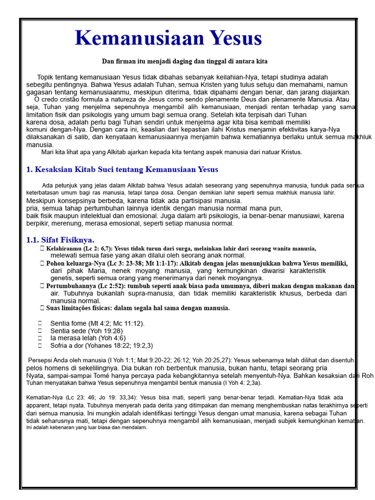 HUMANITAS YESUS | PDF