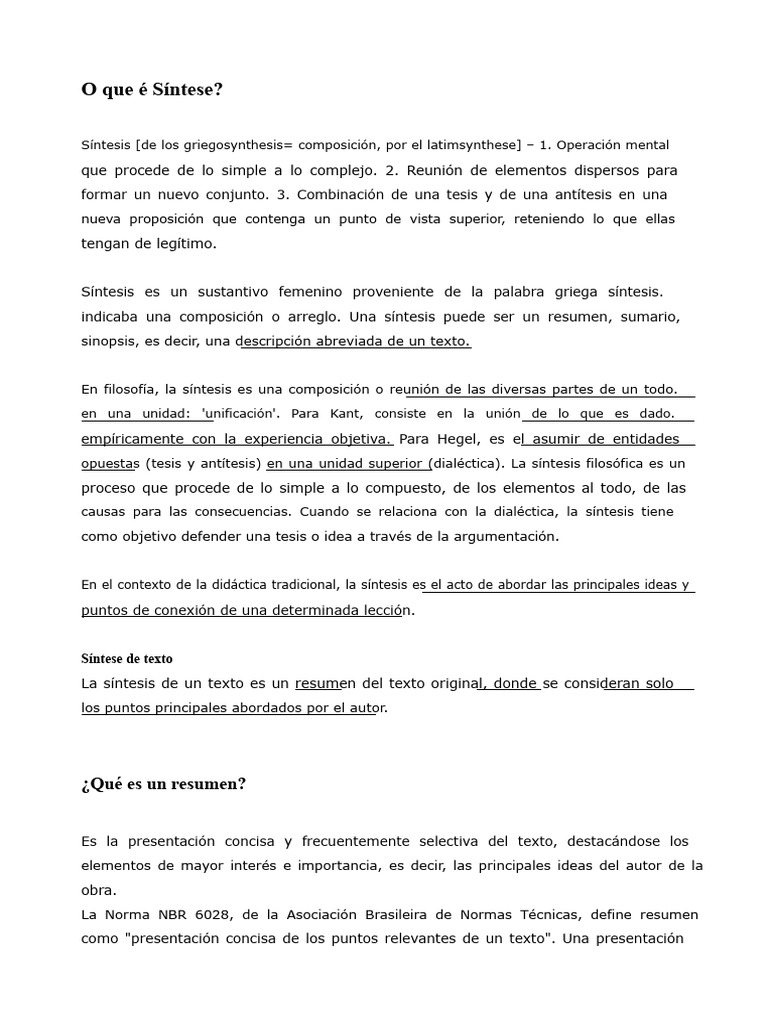 Definición y Proceso de Síntesis y Resumen | PDF
