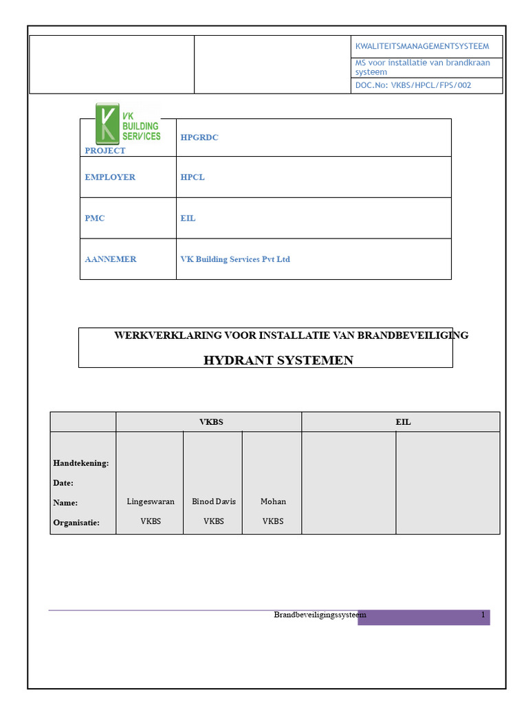 Installatie Van Brandkraan Systeem | PDF
