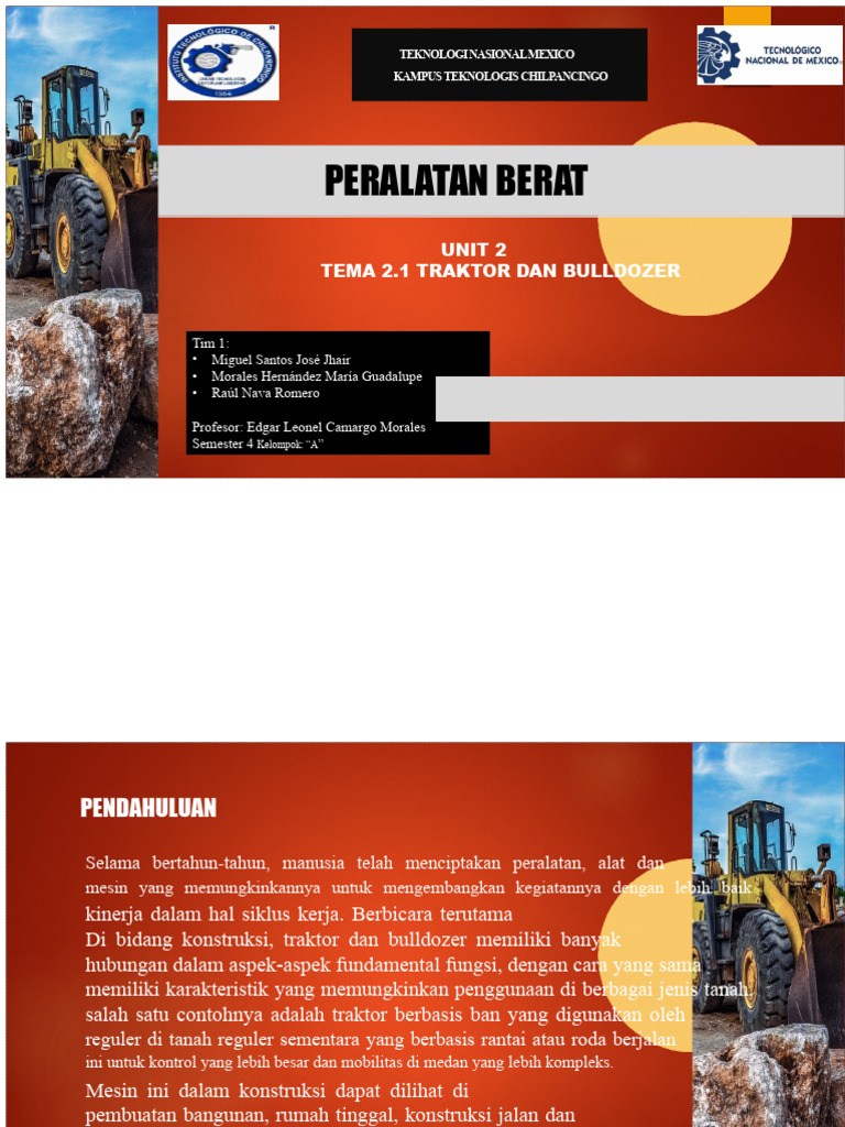 Traktor dan Bulldozer: Fungsionalitas dan Jenis | PDF