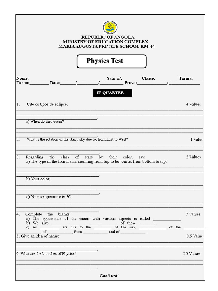 7th Grade Exam | PDF | Astronomy