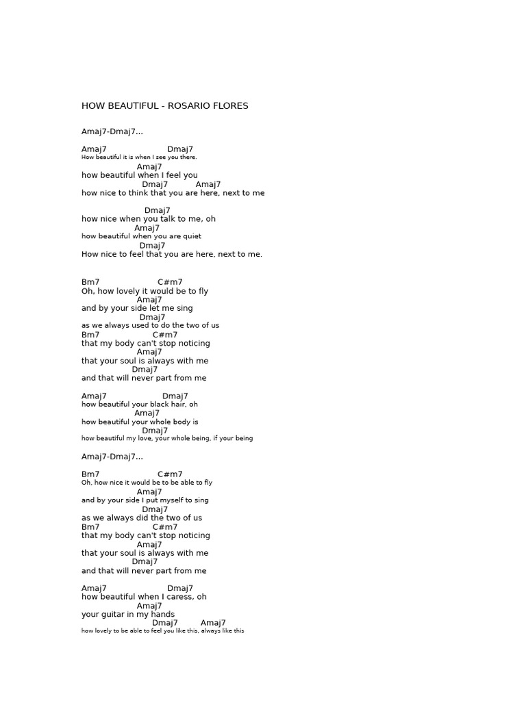 How Beautiful Lyrics - Rosario Flores | PDF