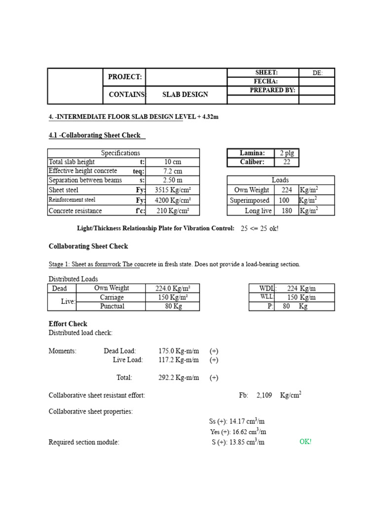 Design of Intermediate Floor Steel Deck | PDF | Concrete | Bending
